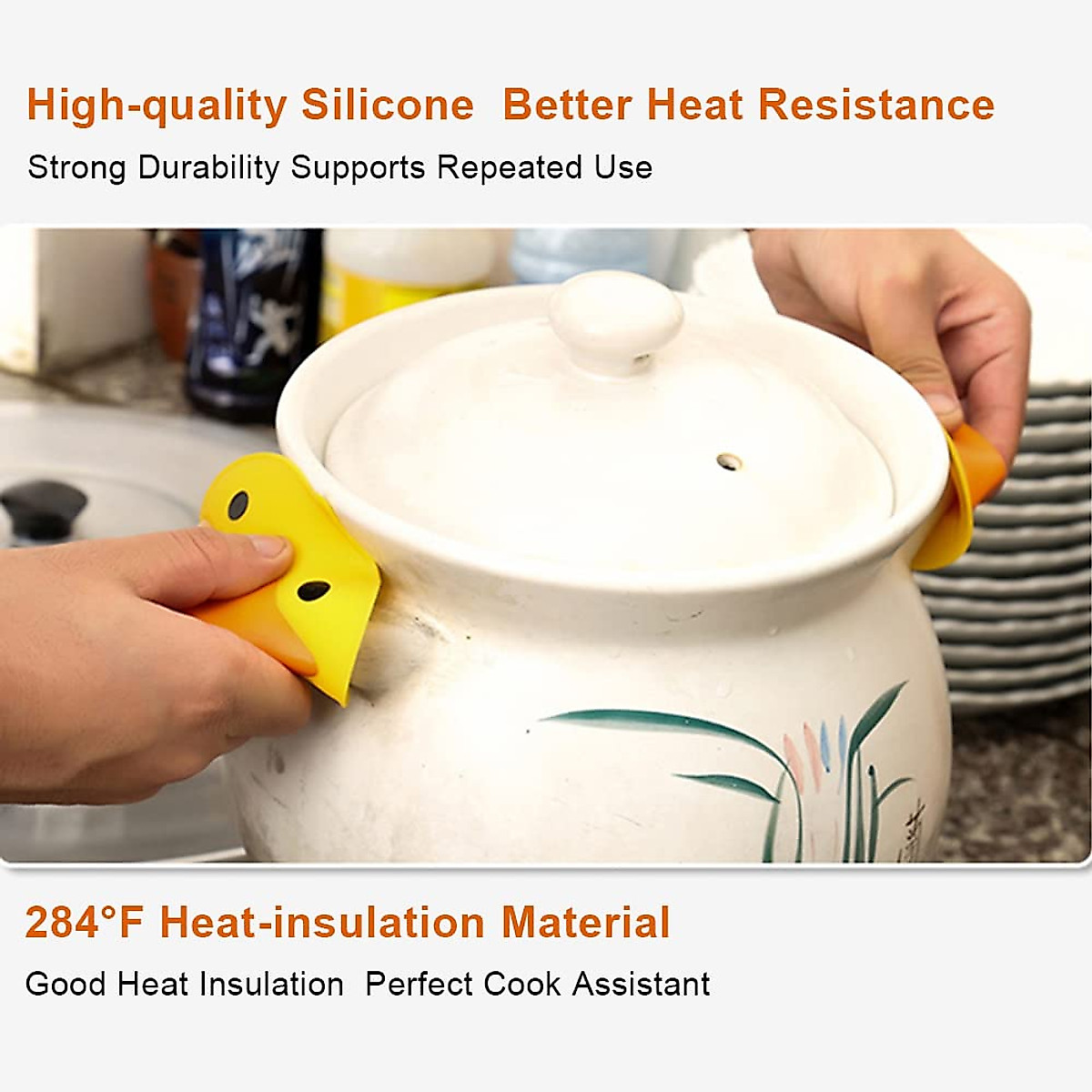 Silicone Pot Holders,Funny Cute Oven Mitts for Kitchen Mittens,Mini Oven Mitt Duck Pattern,Small Oven Mitt,Baking and Pot-Holding, Heat Resistant Gloves