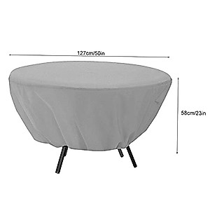 Round Table Dust Cover Outdoor Waterproof Garden Patio Furniture Covers(Black) A