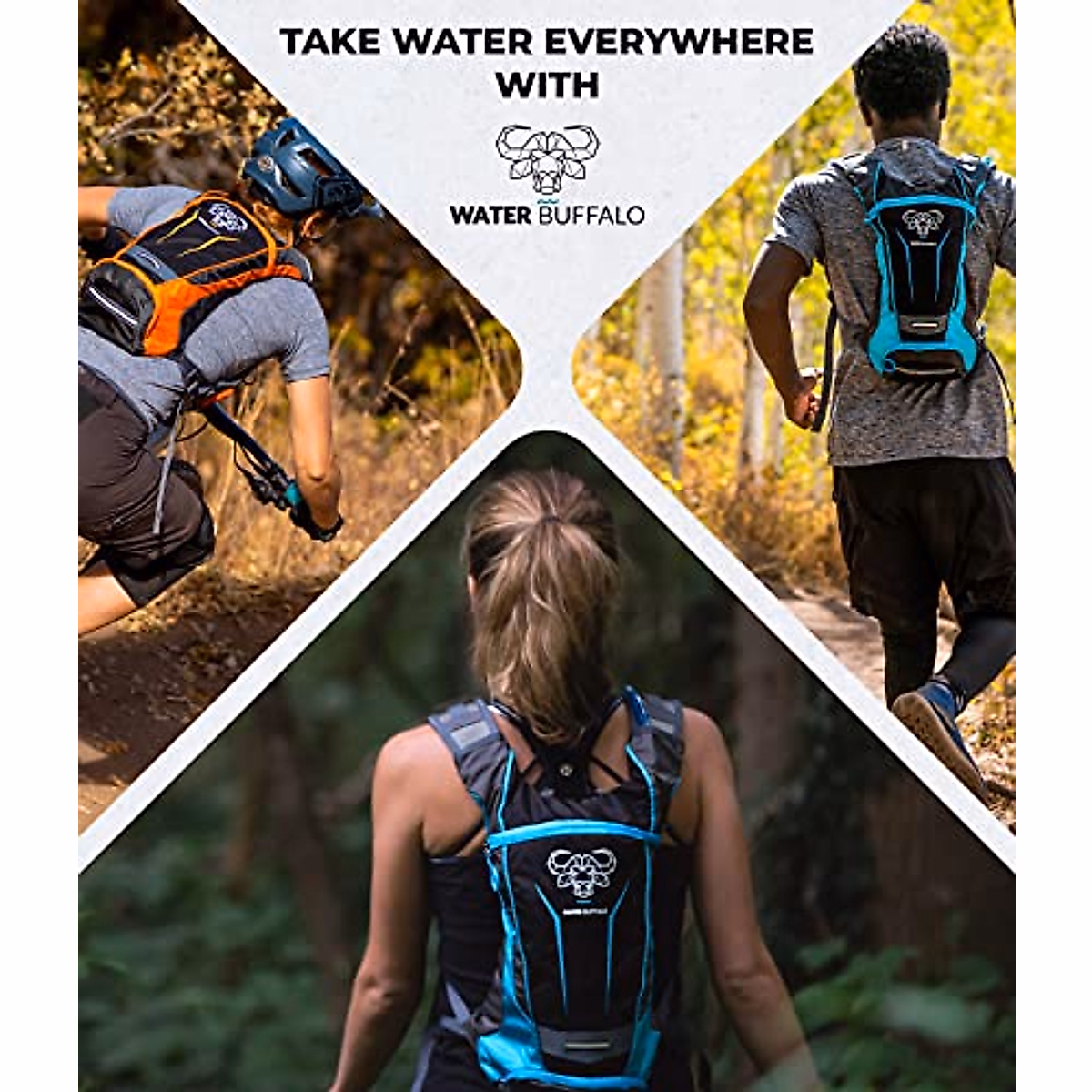 Water Buffalo Hydration Backpack | Hydration Pack & 2 Liter BPA Free Bladder | Multiple Pockets for All Your Essentials