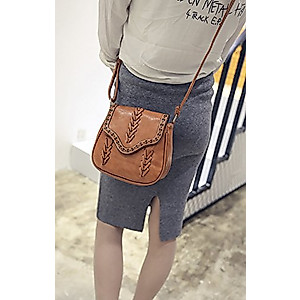 QZUnique Women's PU Crossbody Shoulder Sanddle Bag Flap Messenger Bag with Lacing Brown