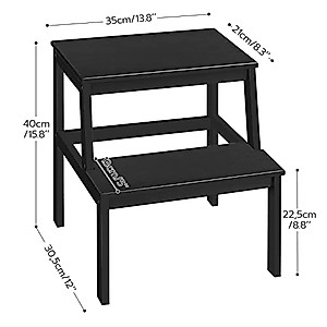 HOOBRO Step Stool for Kids, Kids Potty Training Stool with Handles, Non-Slip Pads for Safety, Large and Thick Steps, Two Step Toddler's Stool, for Sink, Bathroom, Bedroom, Black BB40JD01
