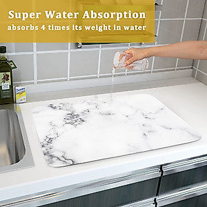Marble Dish Drying Mat Kitchen Decor for Counter Drying Mat 18x24 inch Microfiber Reversible Absorbent Grey And White Dish Mat Dish Drainer Rack Dishes Pad For Coffee Mat Bar Mats