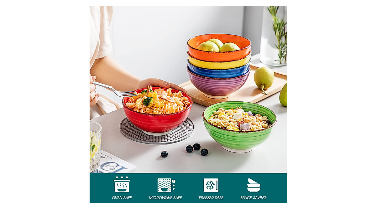 Vancasso Bonita 6-Piece Ceramic Cereal Bowls Set - Stylish & Durable