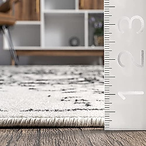 nuLOOM Jordana Vintage Distressed Medallion Area Rug, 8' x 10', Black and White