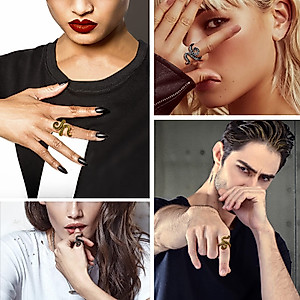 PROSTEEL Black Octopus Pinky Ring Size 7 Gothic Cool Finger Rings for Womens