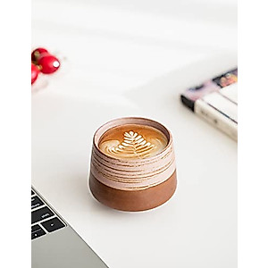 TANG PIN Handcrafted Ceramic Tea Cups Chinese Kung Fu Tea Cup Set of 2, Coffee Mugs for Cappuccino, Ceramic Sake Cups, 6 OZ (Blue & Pink)