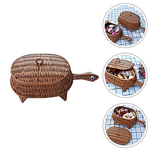 BESTOYARD Turtle Rattan Basket Pantry Wicker Basket Makeup Basket Handmade Rattan Baskets Rattan Woven Basket Toy Container Trinket Tray Chips Imitation Rattan Plastic Rattan Candy Plate