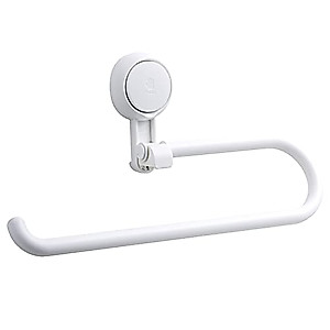 Suction Paper Towel Holder Under Cabinet, Wall Mount for Kithcen Paper Roll, No Drilling Towels Bulks, Removable & Reusable Towel Rack Multi-Used Plastic Paper Towel Holder