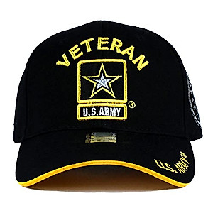 JM WARRIORS US Army Veteran Hat Army Military Official Licensed Adjustable Baseball Cap (Black), One Size