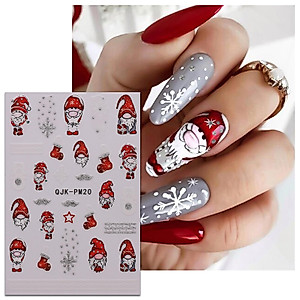JMEOWIO 10 Sheets Glitter Christmas Nail Art Stickers Decals Self-Adhesive Pegatinas Uñas Snowflake Xmas Winter Holiday Cute Santa Nail Supplies Nail Art Design Decoration Accessories