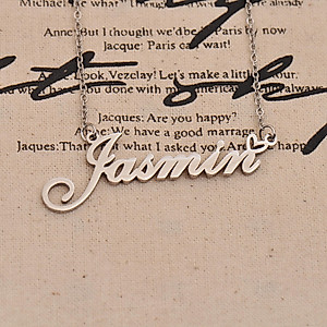 Aoloshow Stainless Steel Silver Lacey Heart Name Necklace Charm Pendant Jewelry for Mom Best Friends