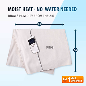 Extra Large Moist Heating Pad with Auto Shut Off for Cramps and Back Pain by ThermoRelief - Extra Hot Medical Grade Digital Electric Pad – King Size (26" x 14") Ivory