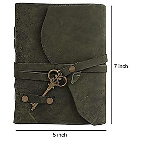 TUZECH Vintage Leather Journal Writing Notebook Handmade Leather Bound journal with deckle edge paper For Men And Women Gift For Art Sketchbook, Travel Diary And Notebooks To Write (Green)