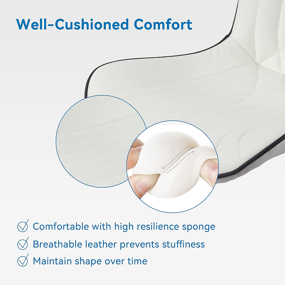 YOUNIKE Office Chair, Armless Desk Chair with Wheels, Home Office Computer Task Chairs, Modern Faux Leather Upholstered Vanity Chair, Adjustable Swivel Rocking Office Chair with Back, White