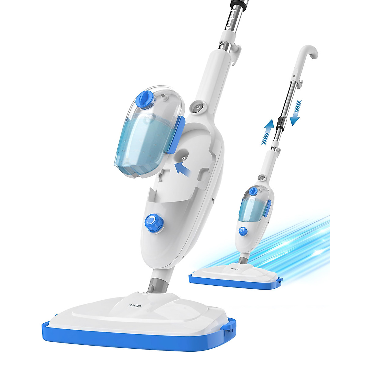 Steam Mop for Hardwood Floor Cleaning, Floor Steamer Cleaner Lightweight for Vinyl, Laminate, Carpet, Tile Hard Floors w/Adjustable Steam Modes & Height, 23ft Cord, 2 Washable Pad