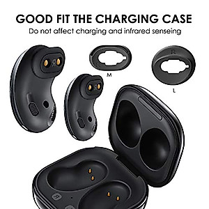 TEEMADE 6 Pairs Silicone Ear Tips Replacement Galaxy Buds Live 2020 Earbuds Accessories (Mystic Black)