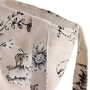 Caixia Women's Cotton Daisy Floral Canvas Tote Shopping Bag Light Brown, Black Floral/No Closure, Medium