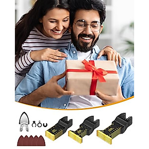 22 PCS Titanium Oscillating Saw Blades, Universal Quick Release Multitool Blades Kits with Sandpaper for Wood Plastics Metal Nails Compatible with Worx Milwaukee Black & Decker Craftsman Ridgid