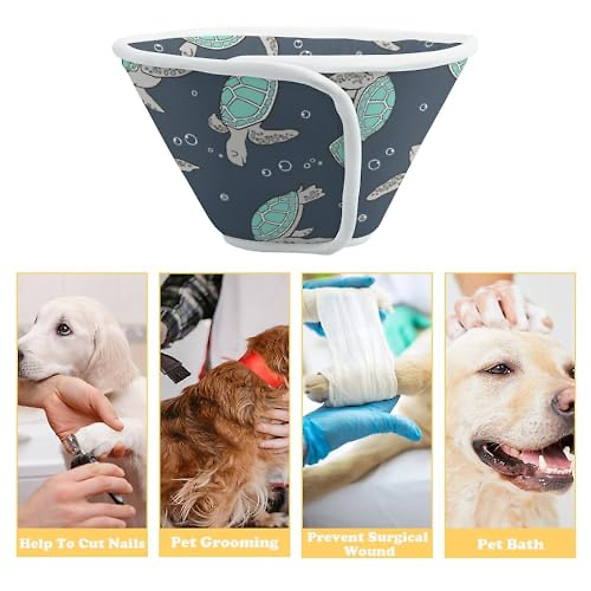 Sea Turtles Green Comfortable Dog Cone Cat Collar Adjustable Prevent from Licking Wounds XL