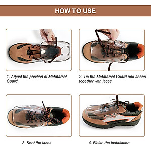 Metatarsal Guards for Work Shoes, 1 Pair Zawasstu Clear Unisex Safety Footwear Work Boot Toe Protector Attachment, Universal Size Metatarsal Shield for Work Boots, Easy to Put on