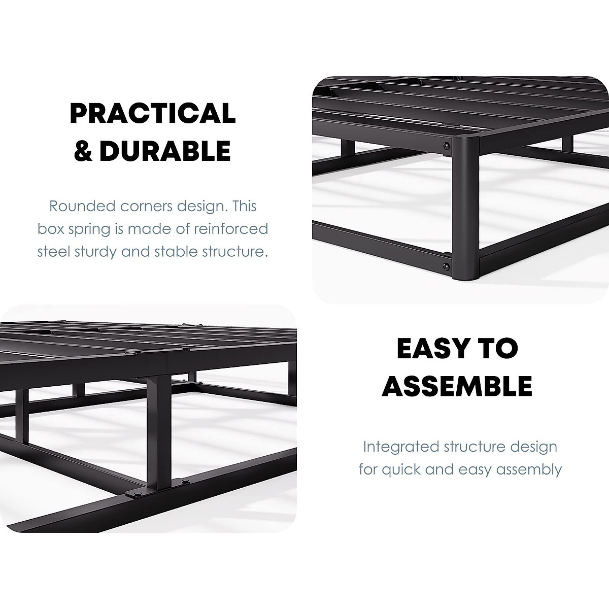 Aardhen Queen Box Spring 5 Inch High Profile Strong Metal Frame Mattress Foundation, Quiet Noise-Free,Easy Assembly, 3000lbs Max Weight Capacity