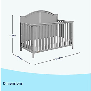 Graco Wilfred 5-in-1 Convertible Crib (Pebble Gray) – GREENGUARD Gold Certified, Converts to Toddler Bed and Full-Size Bed, Fits Standard Full-Size Crib Mattress, Adjustable Mattress Support Base