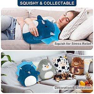 SuzziPals 15'' Triceratops Dinosaur Plush Pillows, Dinosaur Stuffed Animal Plush Toys for Hugging & Squish, Dino Plushies Cuddle Pillow for Decor, Soft Blue Dinosaur Pillow Boy Girl Dinosaur Gifts