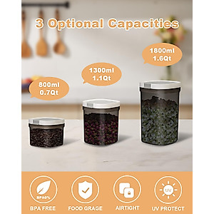 LANGMINGDE Airtight Coffee Storage Container, 1.1QT/1300ML Plastic Kitchen Canister with Lid for Coffee bean, Flour, Sugar, Cereal, BPA Free