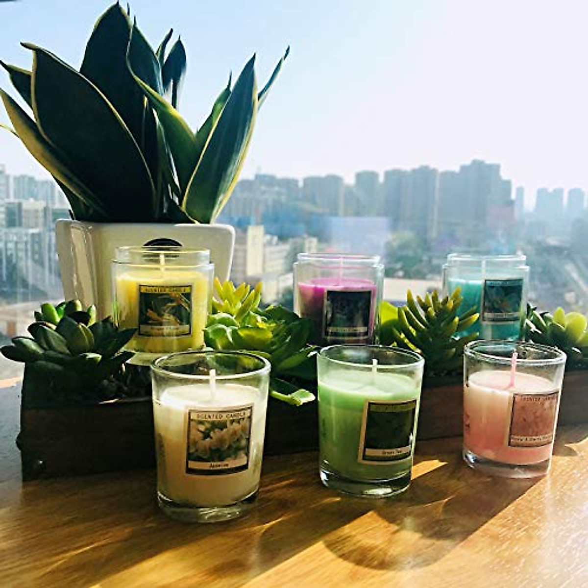 Set of 12 Scented Candles with 6 Fragrances, Natural Soy Wax Votive Candles for Party Dinner Yoga and Thanksgiving