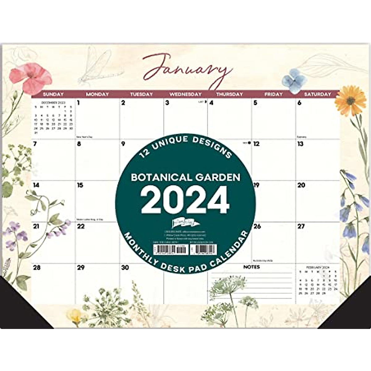 Willow Creek Press Botanical Garden Monthly 2024 Deskpad Calendar (22" x 17")