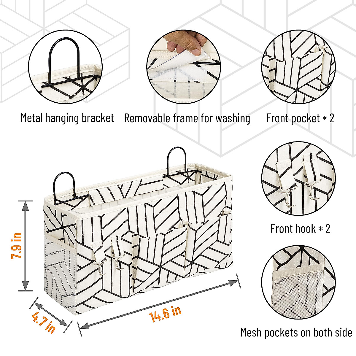 HZZTY BRNY 2pcs Large Wall Hanging Storage Bag, Door Closet Linen Fabric Pockets Organizer, Waterproof for Living Room Bedroom Bathroom Kitchen Office RV Camper with Hooks White