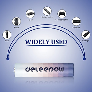 Deleepow AAA Rechargeable Batteries 1.2V 1100mAh 1200 Cycle Nimh Triple A Battery 8 Count with Micro USB and USB-C 2 Charging Port 8 Slot Smart Charger