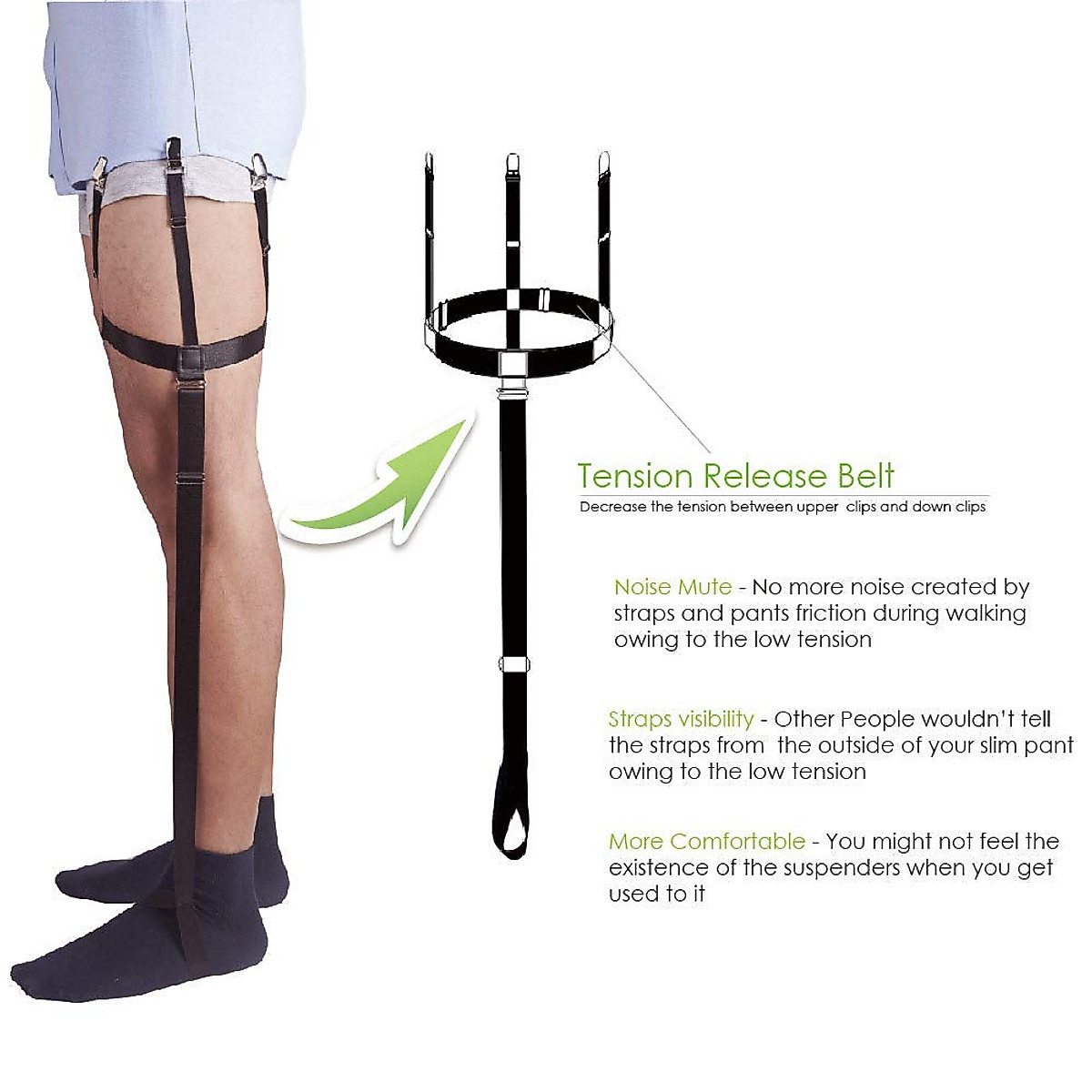 JUMYGEAR Stirrup Shirt Stays for Men or Police or Military, Shirt Suspenders Strap Shirttail Tucked in,2Pack-1 Pair