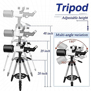 Telescope for Adults, 70mm Aperture 500mm Refractor Telescope for Astronomy Beginners, 20X-150X, Fully Multi Coated Optics, Portable Travel Telescope with Pro Tripod, Phone Adapter & Backpack