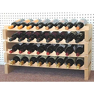 sfDisplay.com,LLC. Modular Wine Rack Beechwood 32-96 Bottle Capacity 8 Bottles Across up to 12 Rows Newest Improved Model (32 Bottles - 4 Rows)