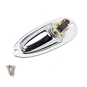 2pcs Boat Style 1/4" Loaded Guitar Pickup Output Jack Plug Socket plate and Screws ferrule for Fender Strat Stratocater Style Electric Guitar(Chrome)