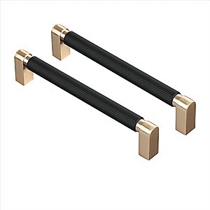 CILEYTION 10 Pack Black and Gold Door Handles, 5 Inch Hole Centers Gold Cabinet Handles, Gold Dresser Handles and Kitchen Cabinet Hardware