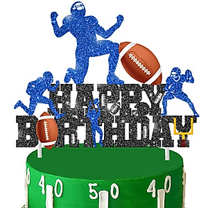 Football Birthday Cake Topper Football Theme Birthday Party Decoration Rugby Ball Player Cake Pick football Cake Topper for Sport Theme Baby Shower Supplies