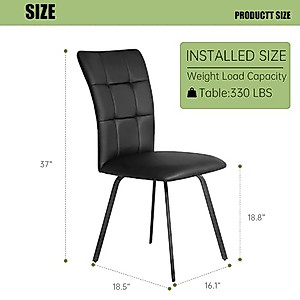 HIPIHOM Dining Chairs Set of 4,Modern Kitchen Dining Room Chairs,Upholstered Dining Accent Side Chairs in Faux Leather Cushion Seat and Sturdy Metal Legs, Black-4p