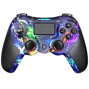 TERIOS Wireless Controller Compatible with PS4/Pro/Slim, Pa4 Controller with Built-in Speaker, Advanced Buttons Programming, Enhanced Dual Vibration, 14H Playing Time, Turbo Auto Fire (Starry Sky)