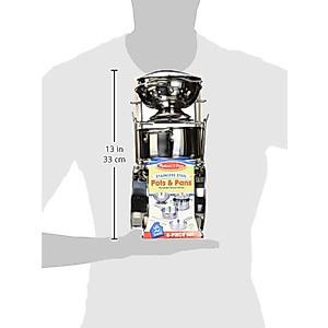 Melissa & Doug Stainless Steel Pots and Pans Pretend Play Kitchen Set for Kids (8 pcs) - Kids Kitchen Accessories Set, Toy Pots And Pans For Kids Kitchen, Cooking Toys For Kids Ages 3+