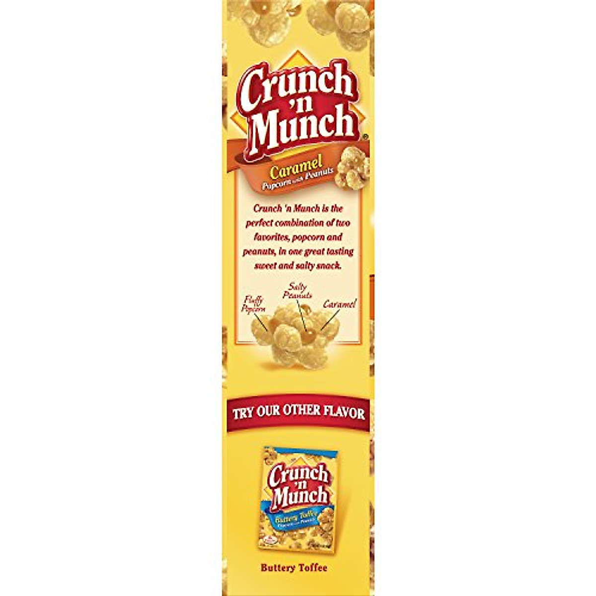 CRUNCH 'N MUNCH Caramel Popcorn with Peanuts, 3.5 oz. (Pack of 12)