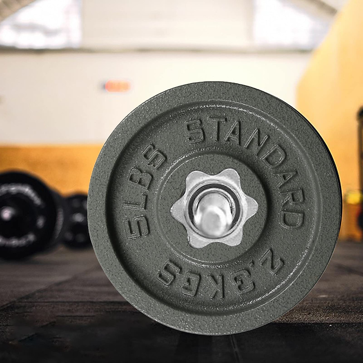 Multiple Olympic Weight Plates, Barbell Weights Bumper Plates 2 Inch Grip Single Pair & Set Rubber Cast Iron Weight Plates for Weightlifting Home Gym (Cast Iron D 2pc 5LB)