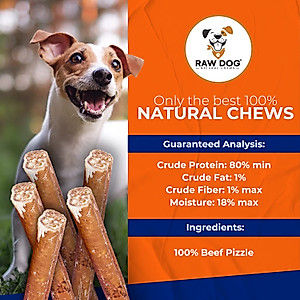 Raw Dog Bully Sticks All-Natural Dog Treats,12IN Regular Size, 1pk - Premium Odor Free Dog Chews, 100% Beef, Grass Fed, Non-GMO