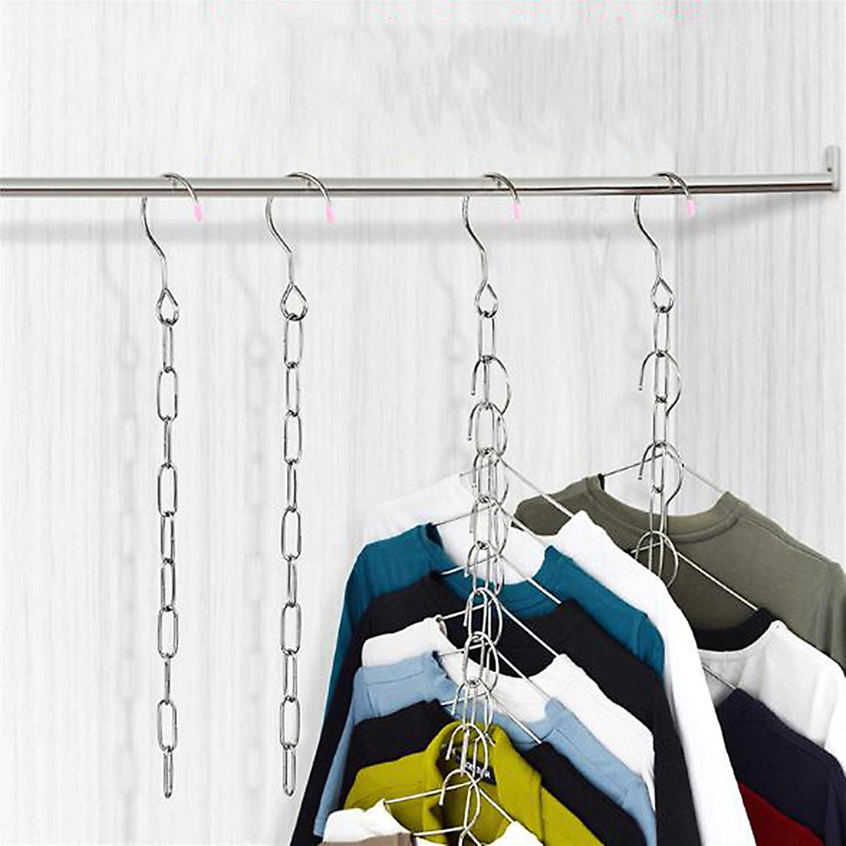 TraveT Hanging Clothing Chain Clothes Market Shop Display Hanging Chain Hooks with Ring Hanger