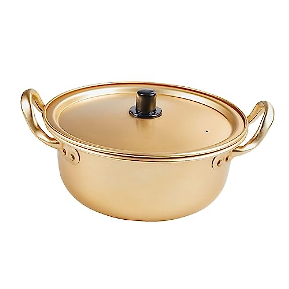 Yardwe 1pc Korean Instant Noodle Pot Foods Ceramic Nonstick Frying Pan Japanese Wok Metal Stock Pot Lid Cooking Pot Ramyun Hot Pot Practical Noodles Pot Kitchen Gadget Binaural Candy