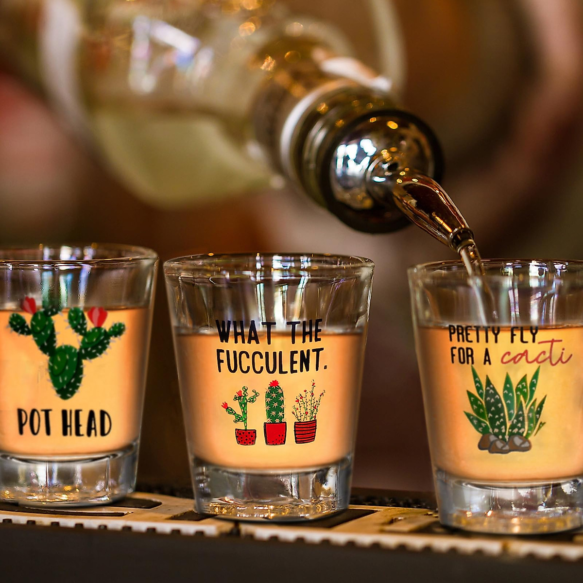 4 Pieces Plant Succulent Cactus Shot Glasses Plant Lover Wine Glass Succulent Cactus Present Mug Christmas Funny Clear Mug Glass for Women Girls, 4 Styles