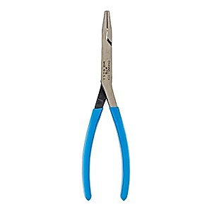 Channellock 718 8-Inch Flat Nose Pliers | Duckbill Jaw Pliers with Extra Long Nose and Crosshatch Teeth Pattern Designed for Hard-to-Reach Places | Forged of High Carbon Steel | Made in the USA