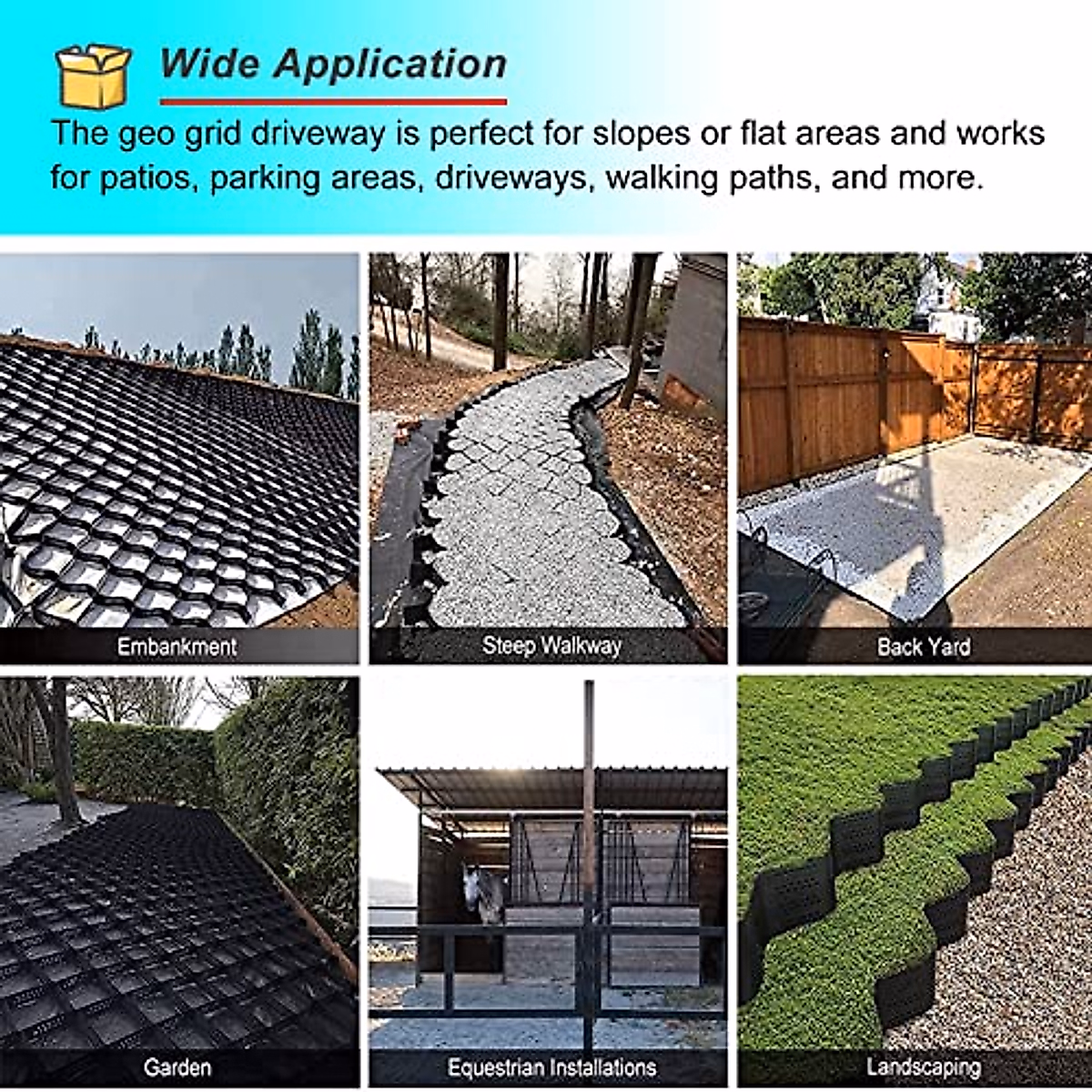 ZMQL Heavy Duty Geo Grid Ground Grid, Gravel Stabilizer Grid for Driving Load, 6.5/10/13/16/19.7 Ft Wide, Garden Path Embankment Reinforcement (Size : 2x6m/6.5x19.7ft)