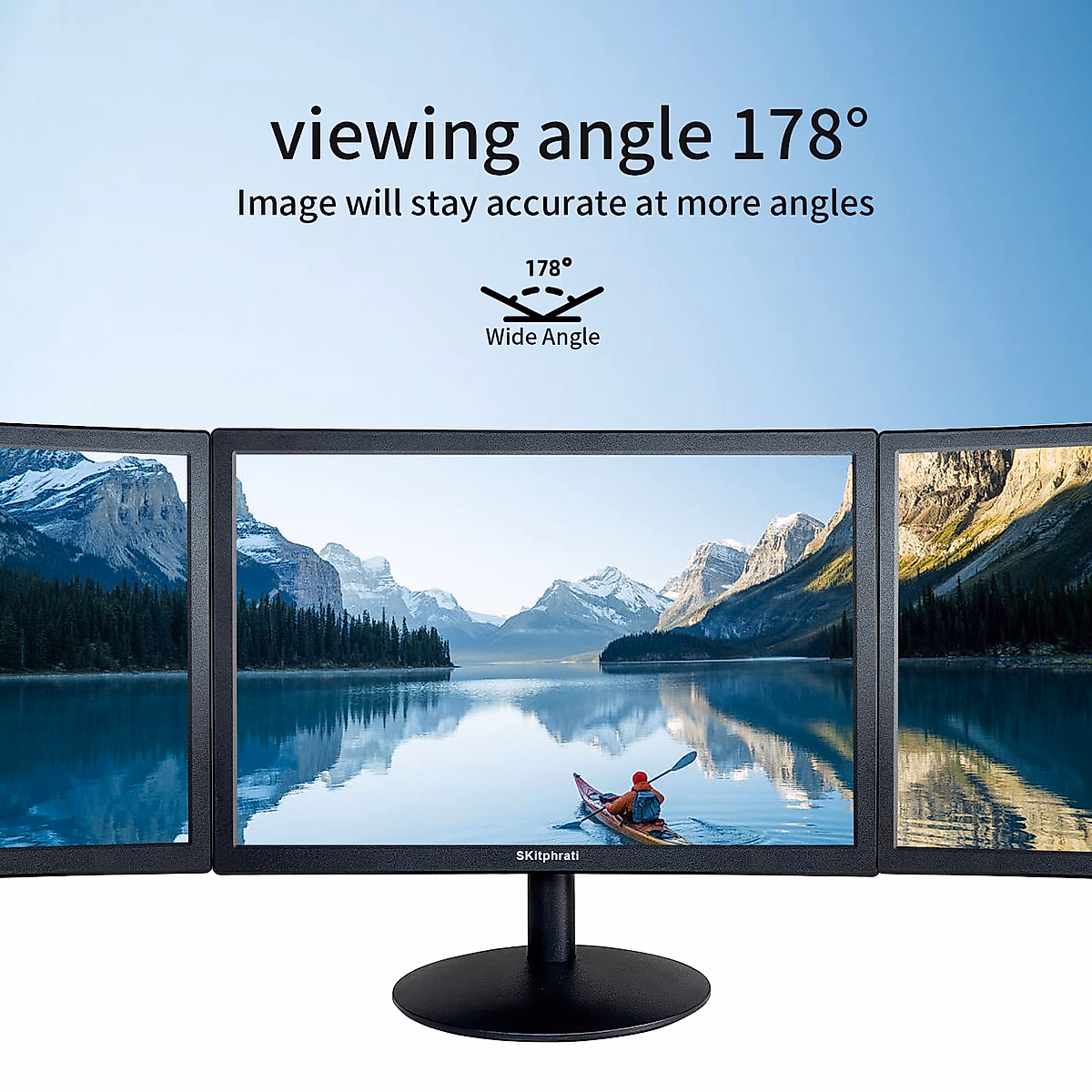 SKitphrati 15.6 Inch Small PC Monitor, FHD VA 1080P Desktop Display with 1920x1080 99% sRGB HDMI VGA Ports, VESA Mounting, LED Monitor for PC, Laptop and Computer, Black